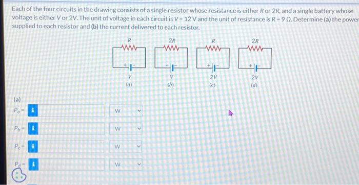 Solved (b) Ja=Each of the four circuits in the drawing | Chegg.com