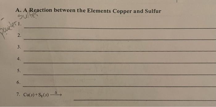 Solved A. A Reaction between the Elements Copper and Sulfur | Chegg.com