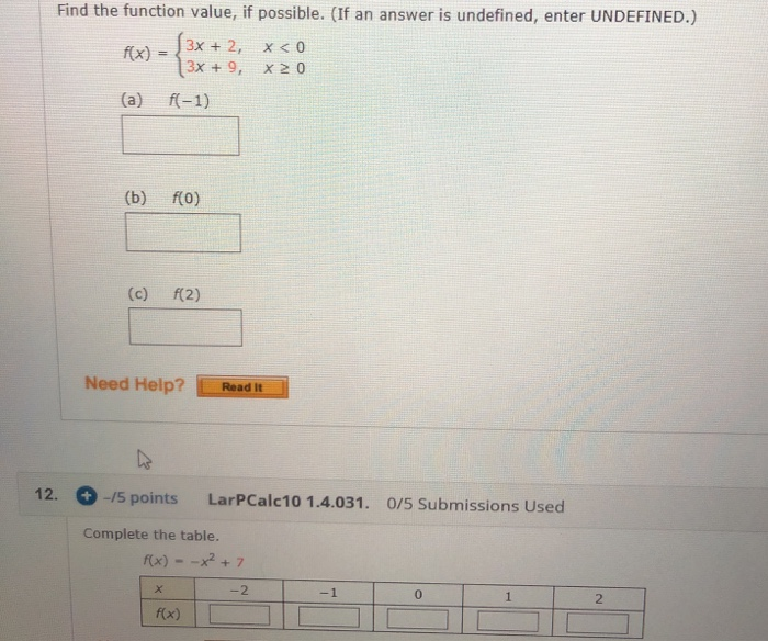 Solved Find The Function Value If Possible If An Answer 