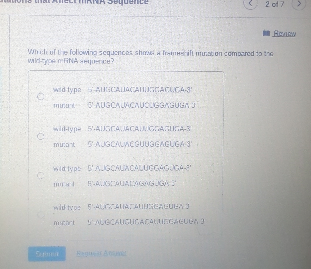 Solved 2 ﻿of 7ReviewWhich of the following sequences shows a | Chegg.com