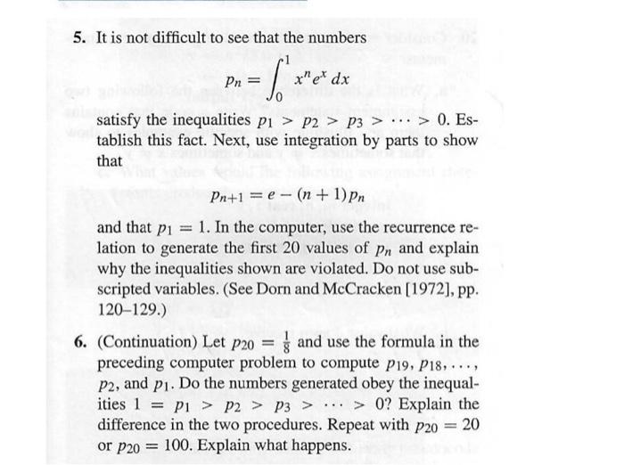 Solved 6. (Continuation) Let P20 = and use the formula in | Chegg.com