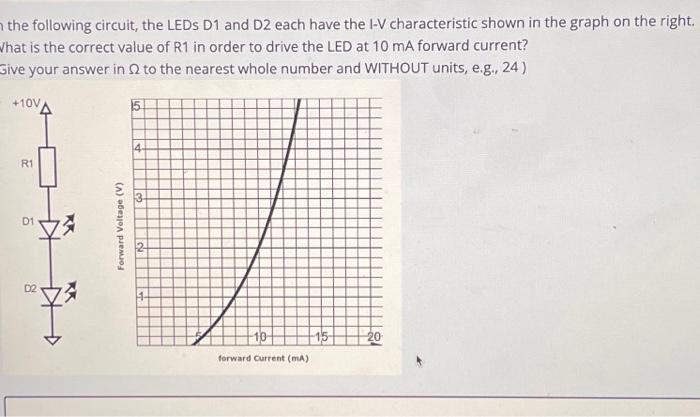 Solved the following circuit, the LEDs D1 and D2 each have | Chegg.com