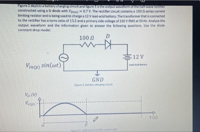Solved Figure 2 depicts a battery charging circuit and | Chegg.com