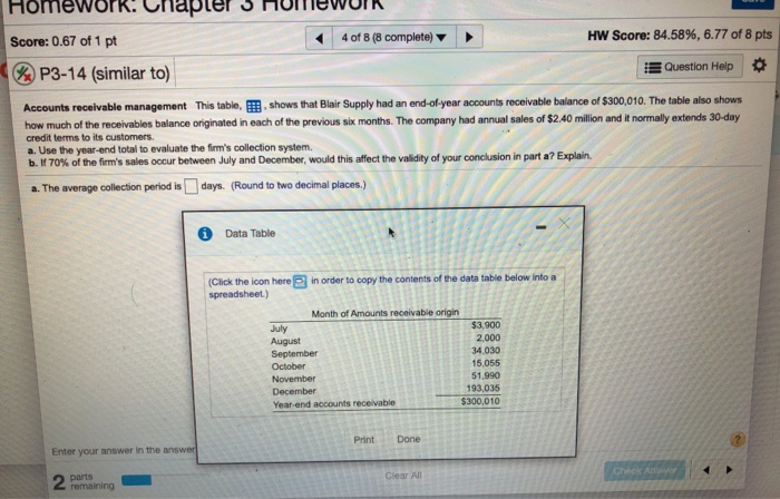 Solved Homer Score: 0.67 of 1 pt 4 of 8 (8 complete) HW | Chegg.com
