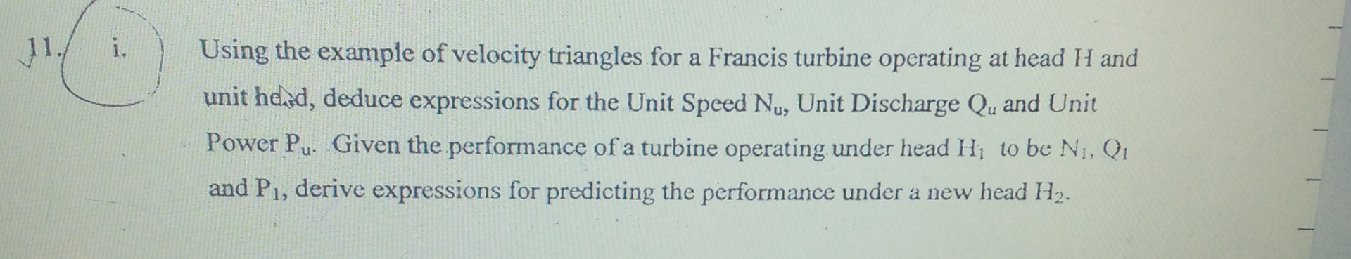 Solved Using the example of velocity triangles for a Francis | Chegg.com
