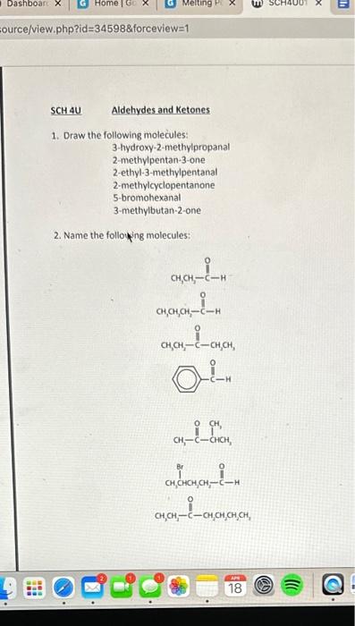Solved 1. Draw the following molecules: | Chegg.com