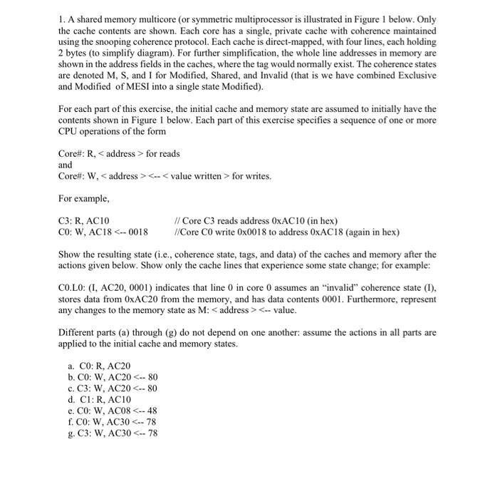 Solved 1. A shared memory multicore (or symmetric | Chegg.com