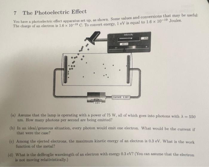 7 The Photoelectric Effect You have a photoelectric | Chegg.com