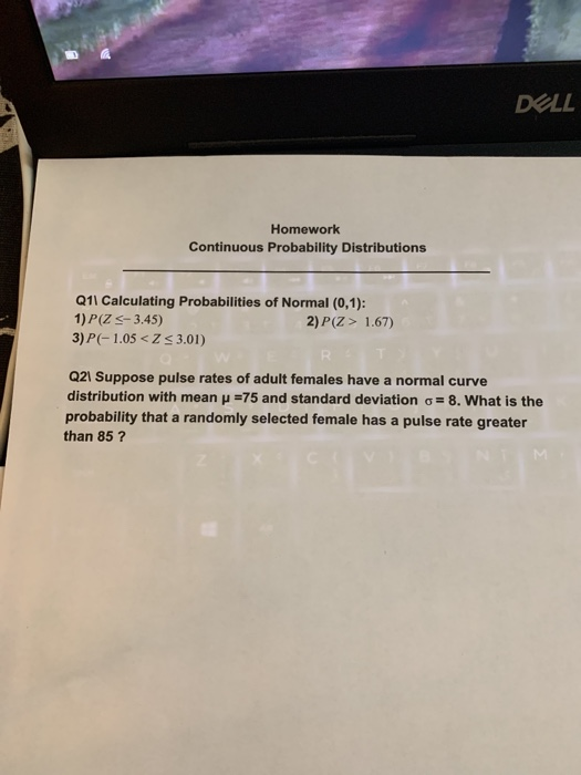 Solved DOLL Homework Continuous Probability Distributions | Chegg.com
