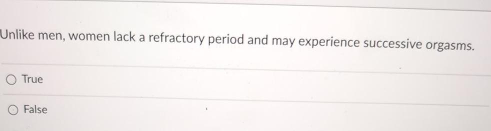 Solved Unlike Men Women Lack A Refractory Period And May