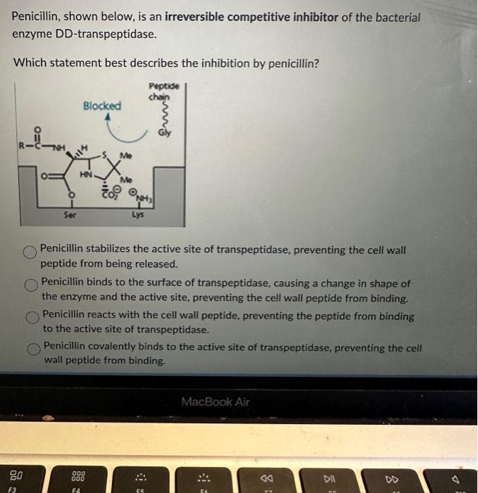 Solved Penicillin, shown below, is an irreversible | Chegg.com
