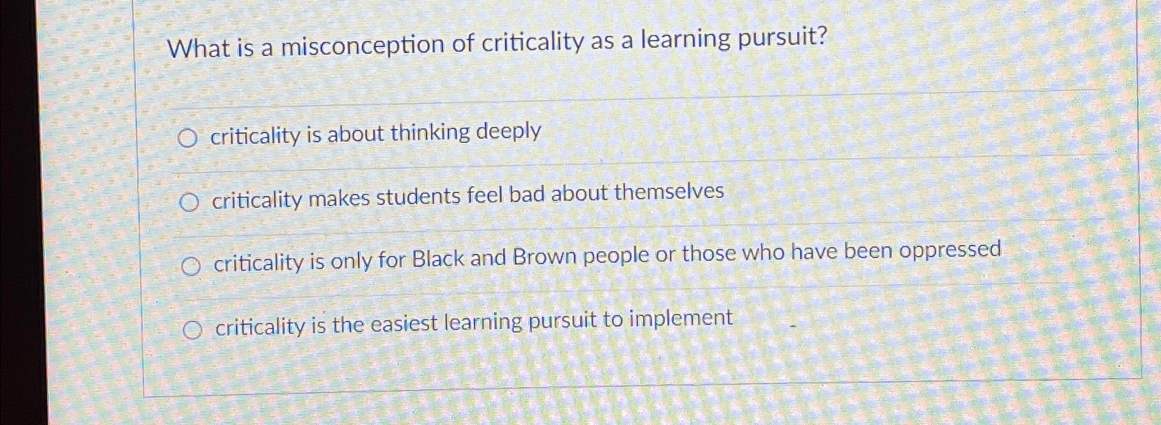Solved What is a misconception of criticality as a learning | Chegg.com Solved What is a misconception of criticality as a learning | Chegg.com