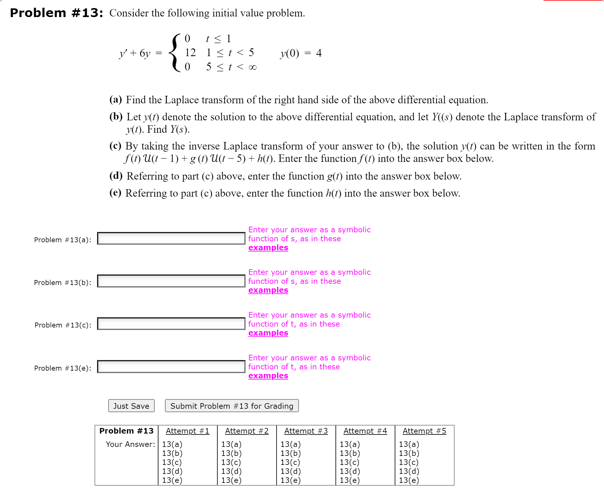 Solved Problem #13: Consider the following initial value | Chegg.com