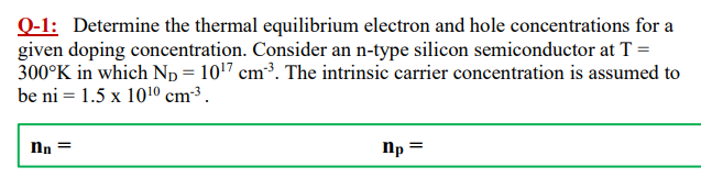 Solved Q-1: Determine the thermal equilibrium electron and | Chegg.com