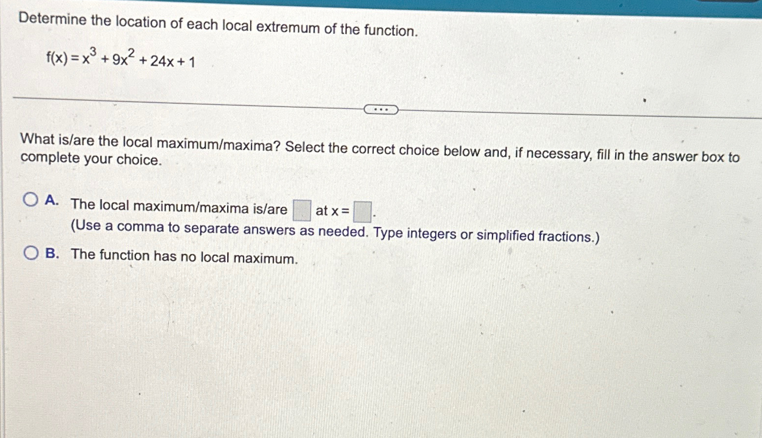 Solved Determine the location of each local extremum of the | Chegg.com