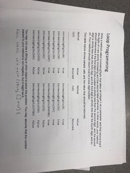 Solved Loop Programming Write a method called increasing | Chegg.com