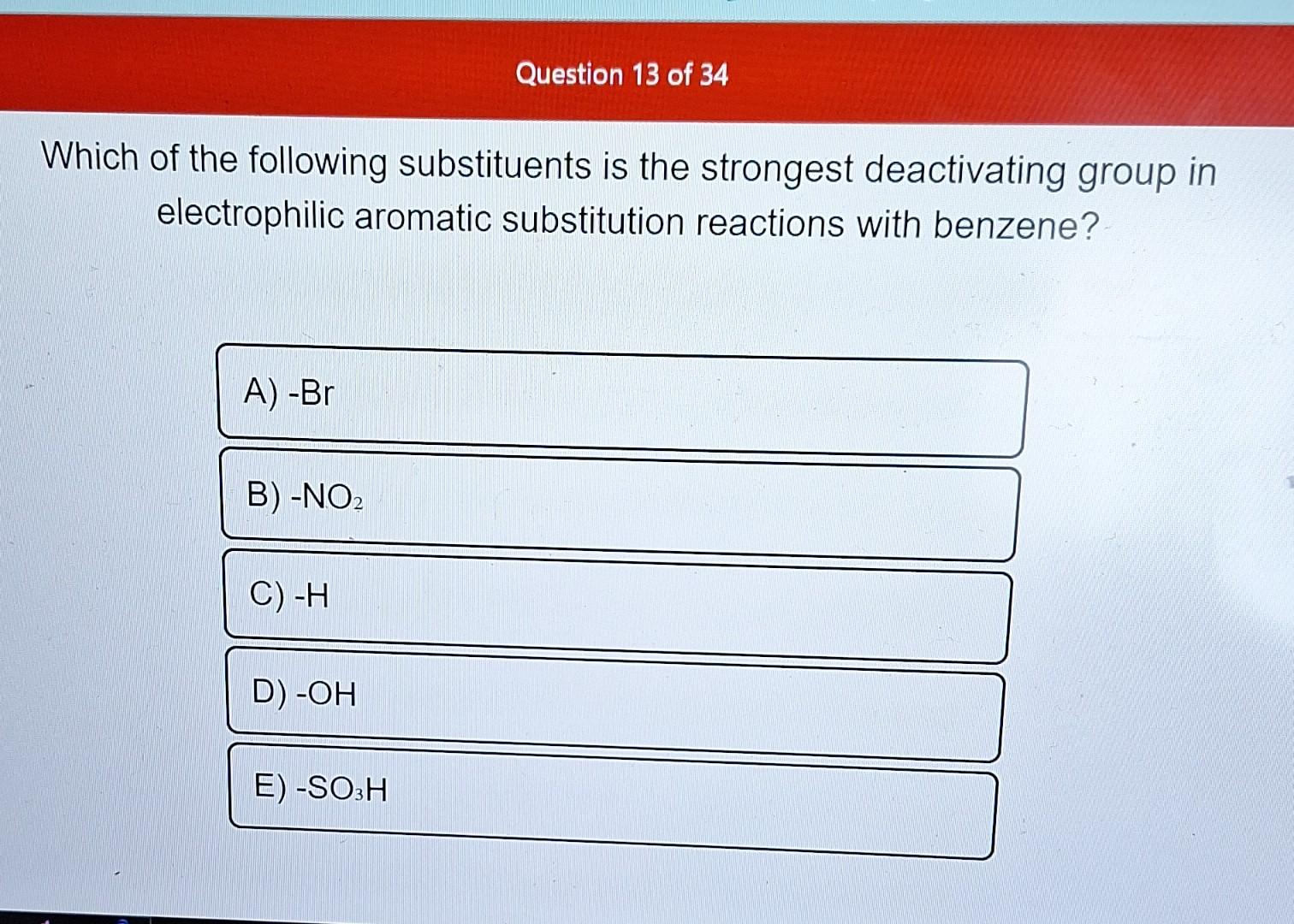 Solved Which of the following substituents is the strongest | Chegg.com
