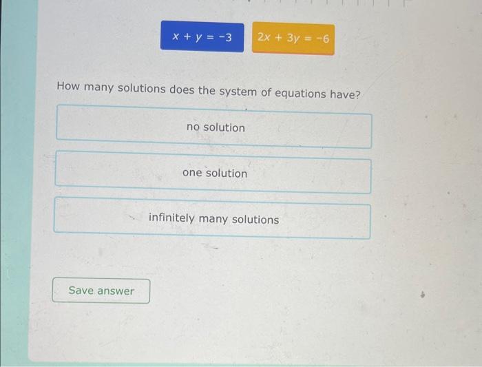 Graph thes equations: x+y=−32x+3y=−6 Click to select | Chegg.com