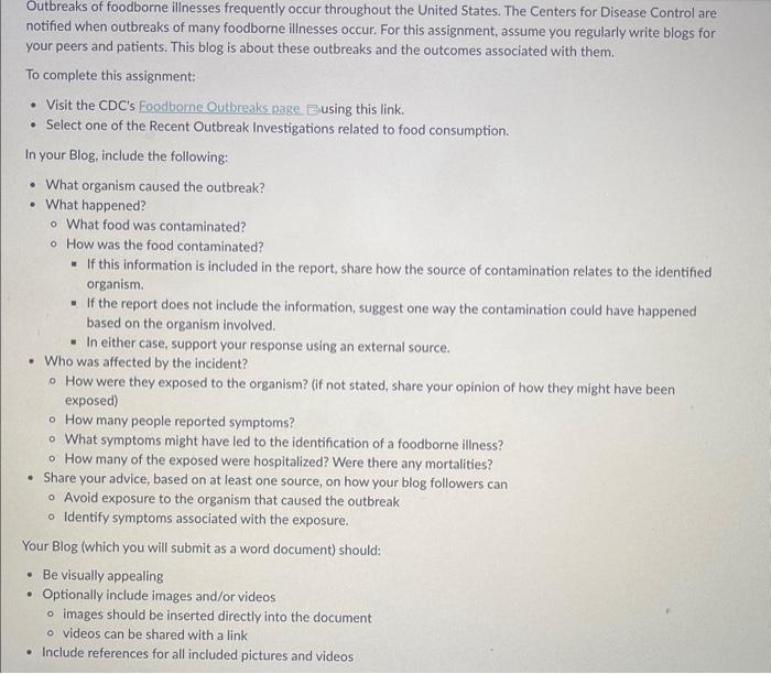 Solved notified when outbreaks of many foodborne illnesses | Chegg.com