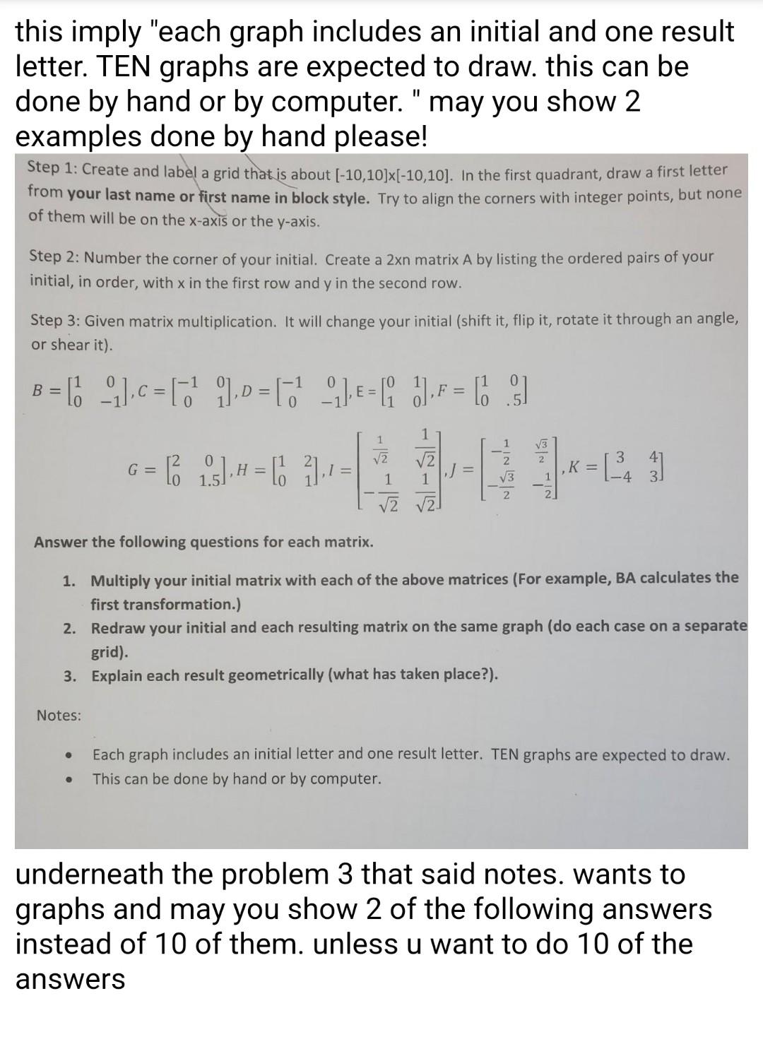this imply "each graph includes an initial and one | Chegg.com