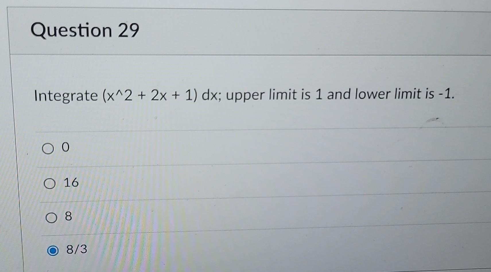 Solved Integrate (x∧2+2x+1)dx; upper limit is 1 and lower | Chegg.com
