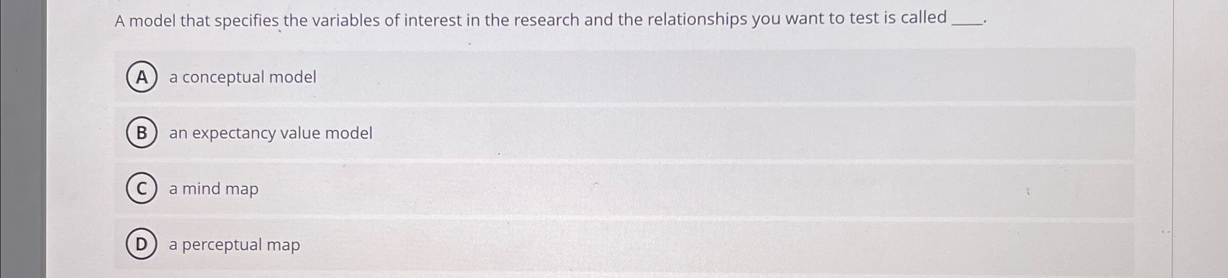 Solved A model that specifies the variables of interest in | Chegg.com