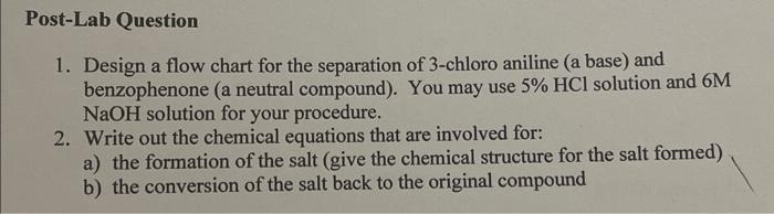 Solved 1. Design a flow chart for the separation of 3-chloro | Chegg.com