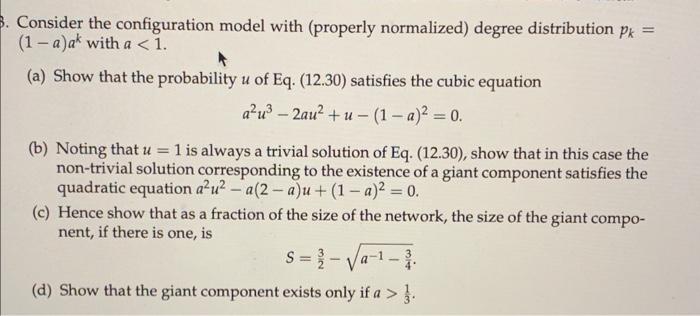 Consider the configuration model with (properly | Chegg.com