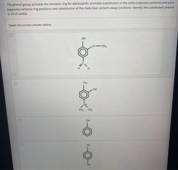 Solved The phenol group activates the benzene ring for | Chegg.com