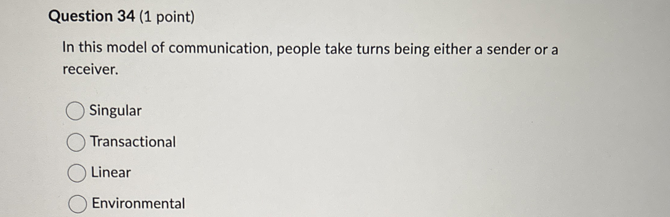 Solved Question 34 (1 ﻿point)In this model of communication, | Chegg.com