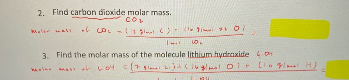 Solved Molar mass 2. Find carbon dioxide molar mass. Coz of | Chegg.com