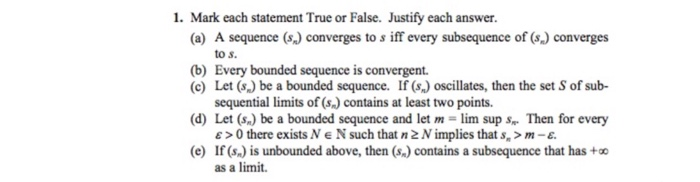 Solved 1. Mark each statement True or False. Justify each | Chegg.com