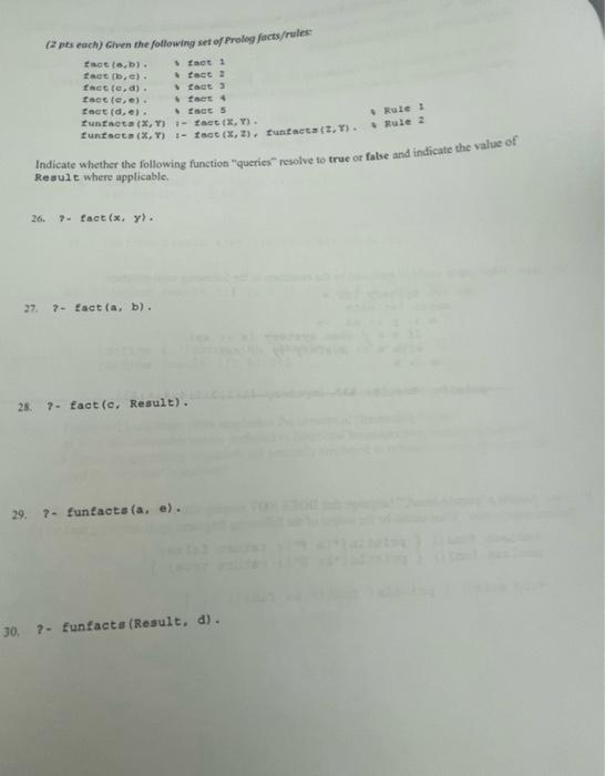 Solved (2 pis each) Given the following set of Proleg | Chegg.com