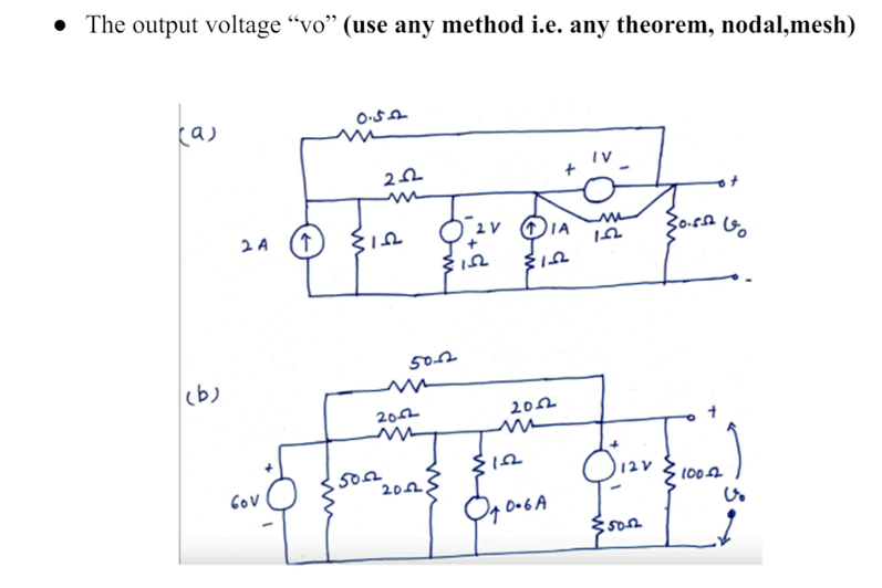 Solved Find The output voltage "vo" (use any method i.e. | Chegg.com