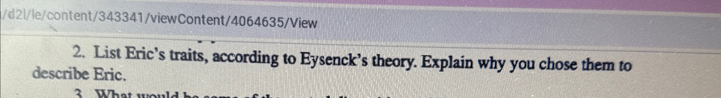 Solved List Eric's traits, according to Eysenck's theory. | Chegg.com