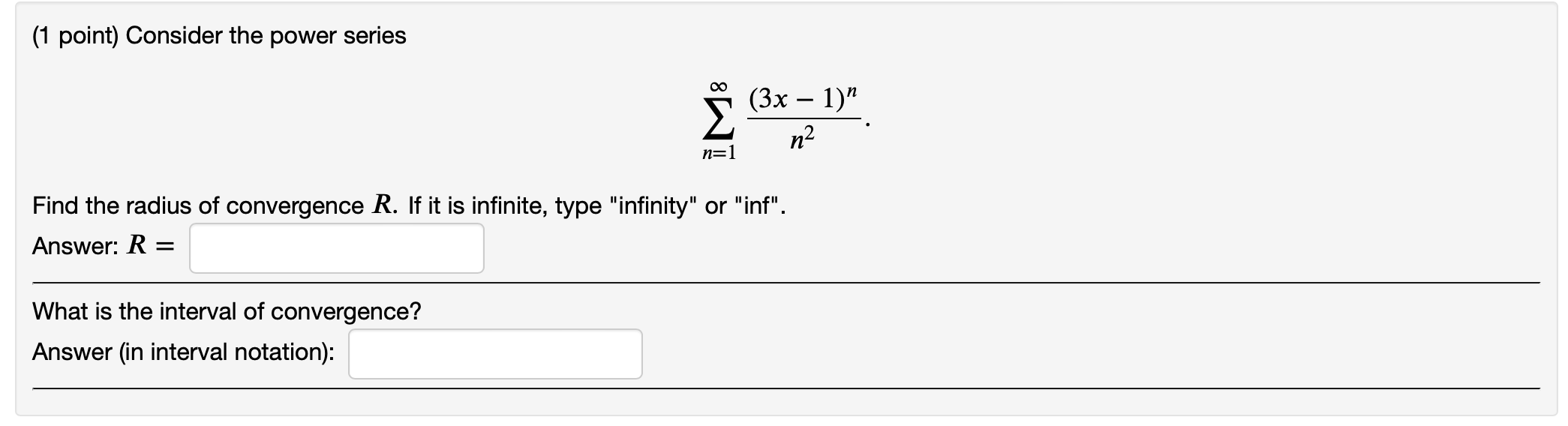 Solved (1 ﻿point) ﻿Consider the power | Chegg.com