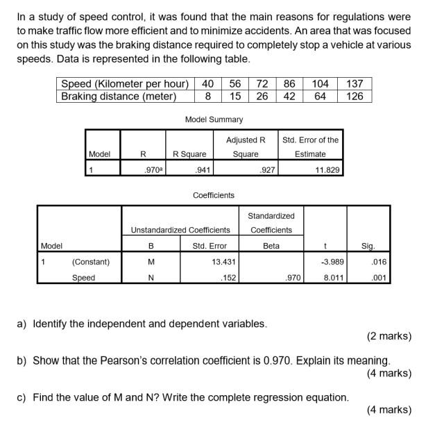Solved In a study of speed control, it was found that the | Chegg.com