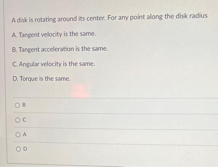 Solved A disk is rotating around its center. For any point | Chegg.com