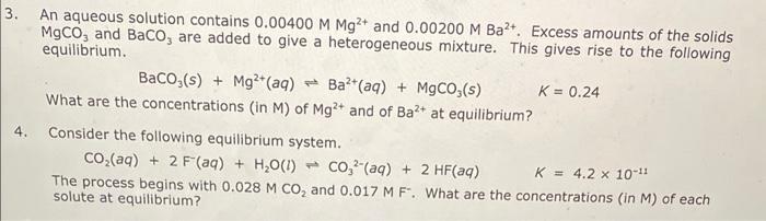 Solved An aqueous solution contains 0.00400MMg2+ and | Chegg.com