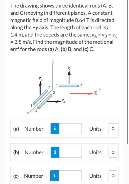 Solved The drawing shows three identical rods ( A,B, and C) | Chegg.com