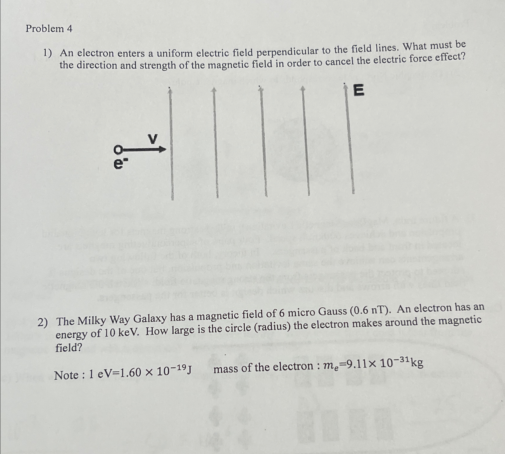 Solved Problem 4An electron enters a uniform electric field | Chegg.com