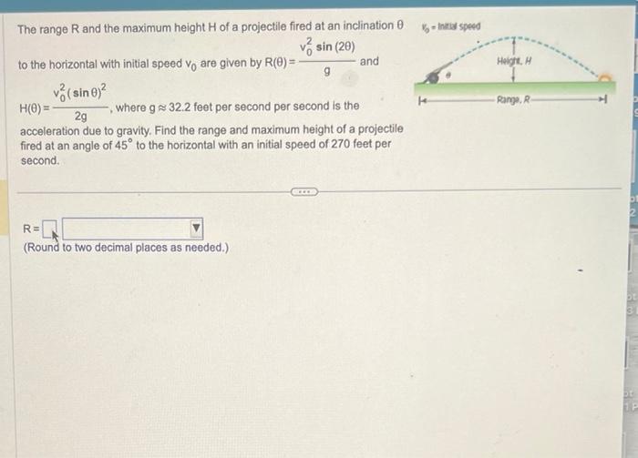 Solved The range R and the maximum height H of a projectile | Chegg.com