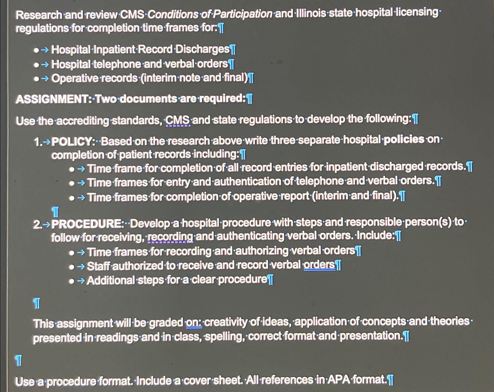 Solved Research and review CMS Conditions of Participation | Chegg.com