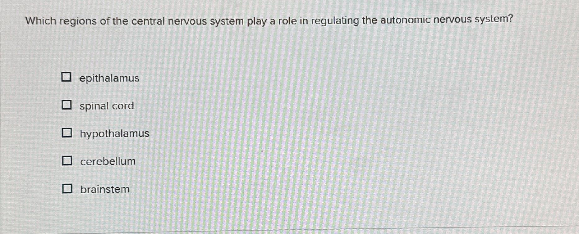 Solved Which regions of the central nervous system play a | Chegg.com