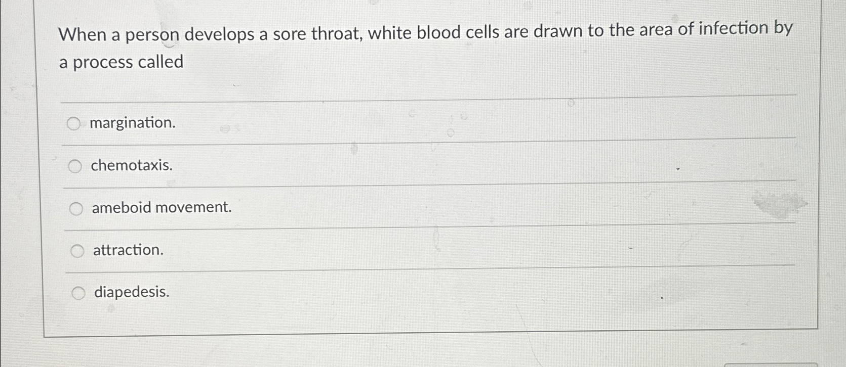 Solved When a person develops a sore throat, white blood | Chegg.com