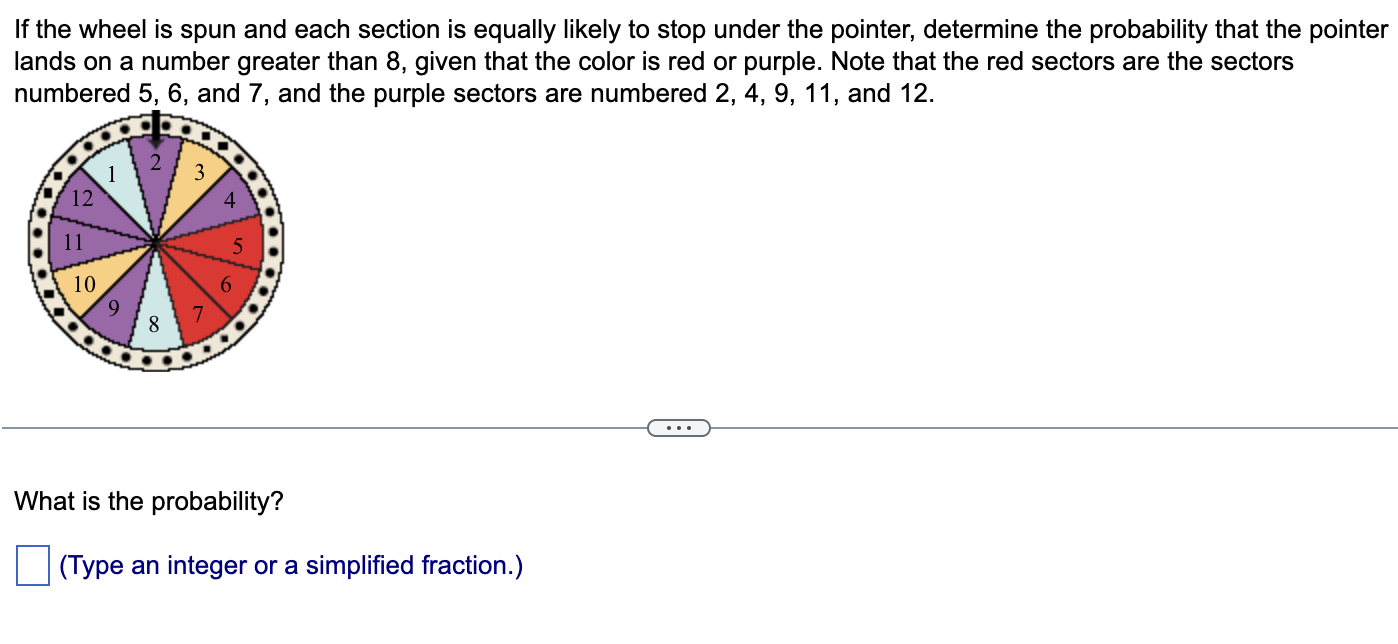 Solved If the wheel is spun and each section is equally | Chegg.com