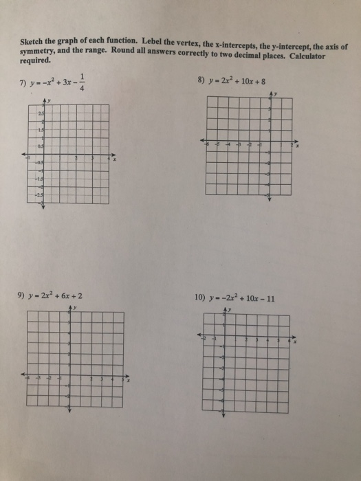 Solved Rewrite the following equations into vertex form by | Chegg.com