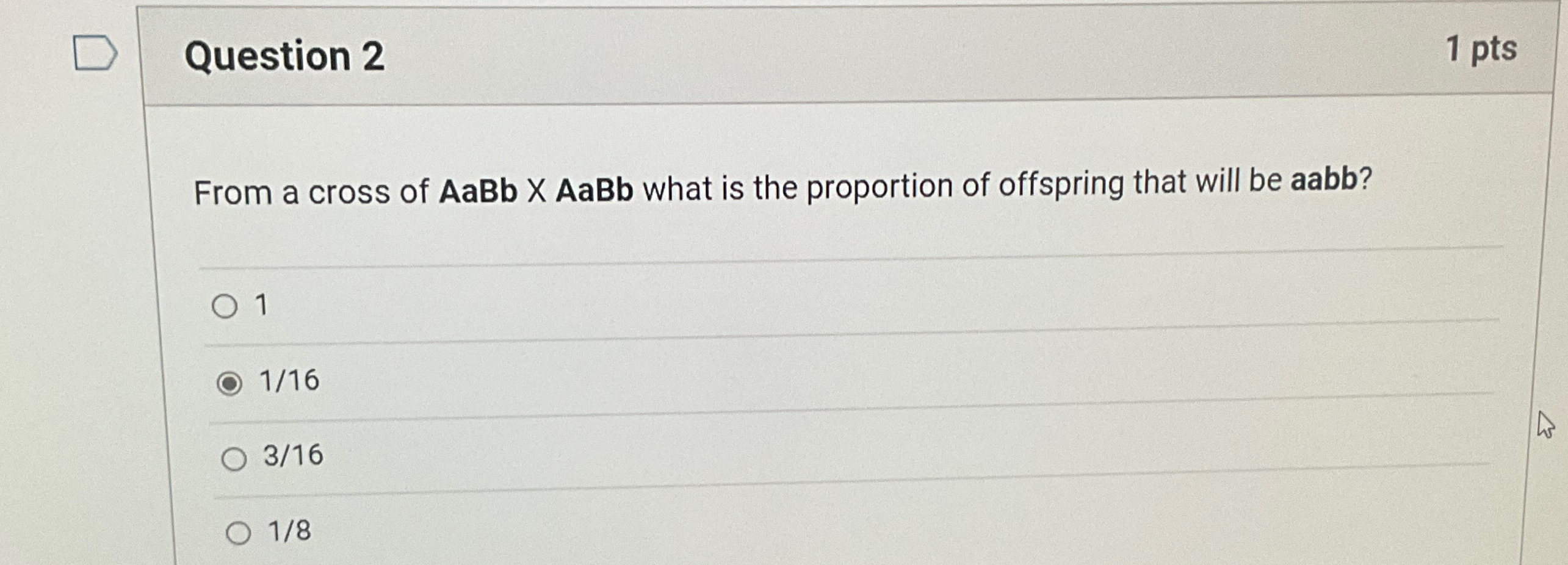 Solved Question 21 ﻿ptsFrom a cross of AaBb×AaBb what is the | Chegg.com