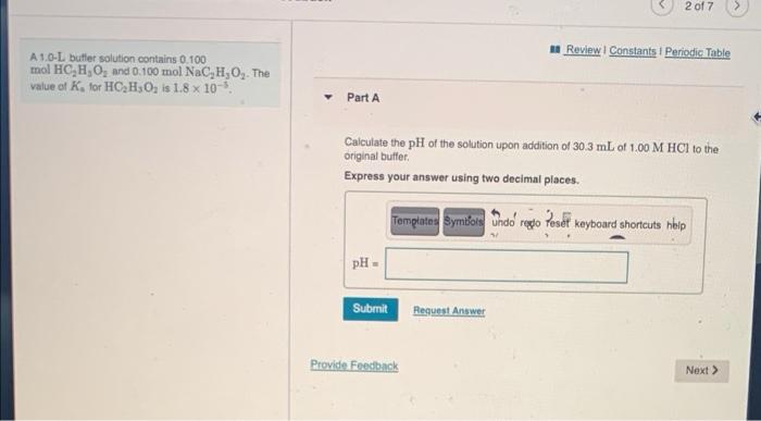 Solved A101 buffer solution contains 0.100 mol HC,H,O, and | Chegg.com