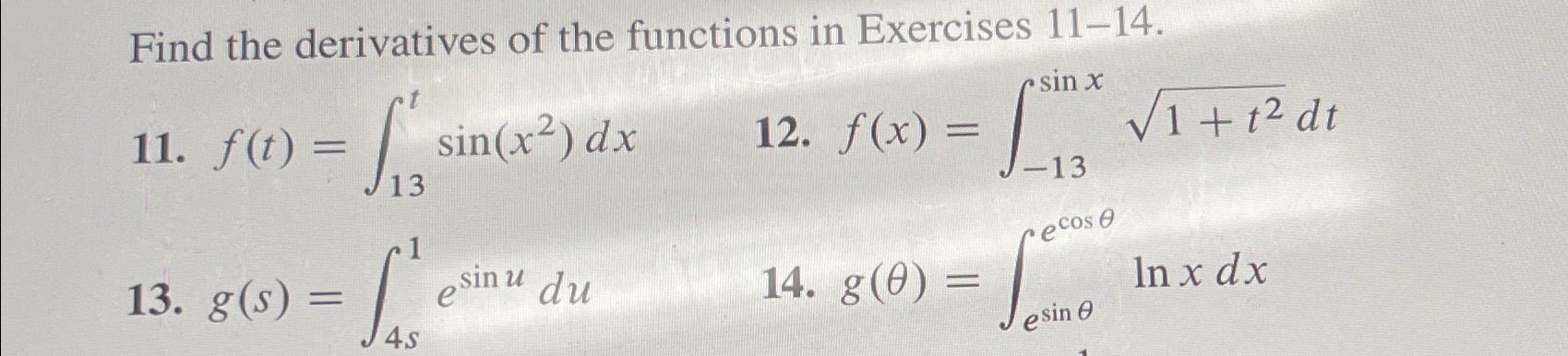 Solved Find the derivatives of the functions in Exercises | Chegg.com